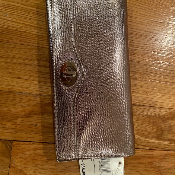 mundi | Bags | Pewter Color Mundi File Wallet With Faux Lock Nwt | Poshmark